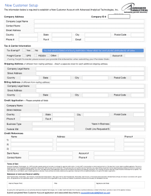 Fillable Online New Customer Setup Fax Email Print - pdfFiller