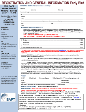 Fillable Online REGISTRATION AND GENERAL INFORMATION Early Bird Fax Email Print - pdfFiller