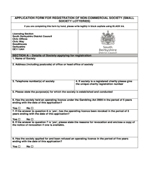 Fillable Online APPLICATION FORM FOR REGISTRATION OF NON-COMMERCIAL ...