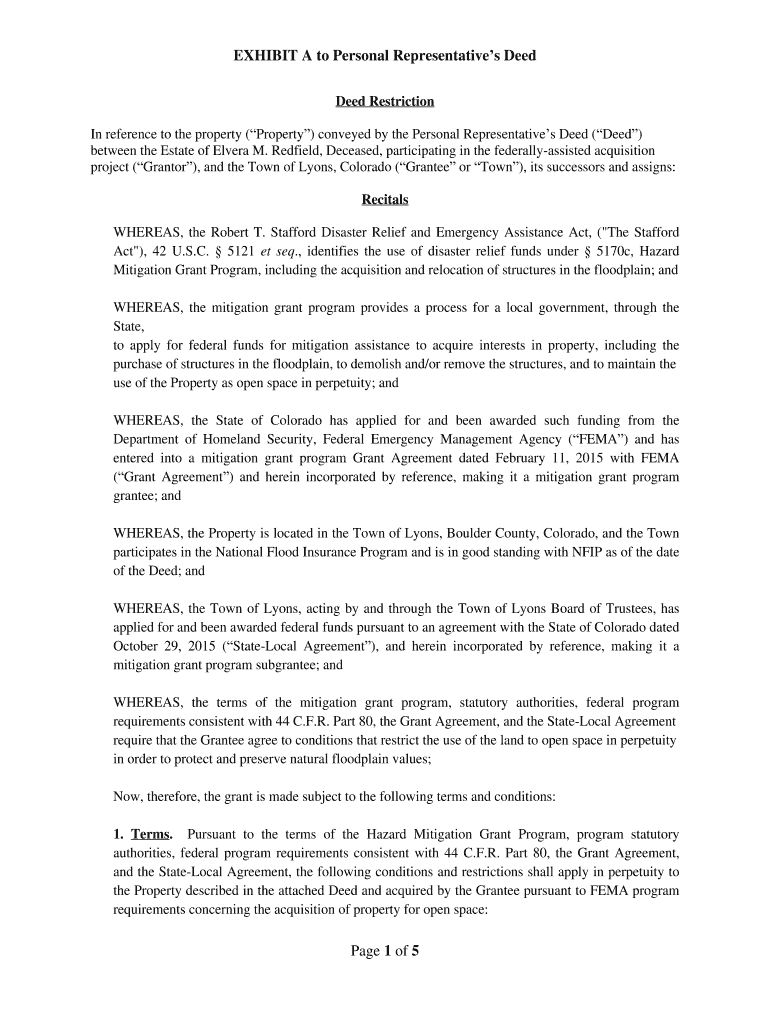 Fillable Online EXHIBIT A to Personal Representatives Deed Fax Email Print - pdfFiller