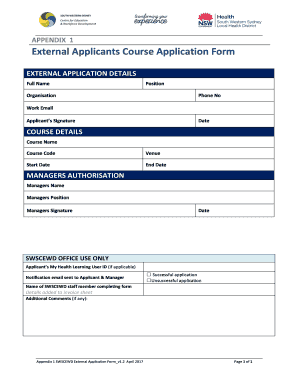 Fillable Online External Applicants Course Application Form Fax Email ...
