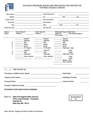 Fillable Online REDUCED PRESSURE BACKFLOW PREVENTER TEST REPORT OR Fax ...