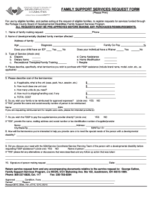 Fillable Online FAMILY SUPPORT SERVICES REQUEST FORM Fax Email Print ...