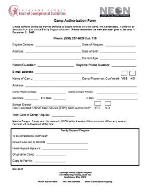 Fillable Online Camp Authorization Form Fax Email Print - pdfFiller