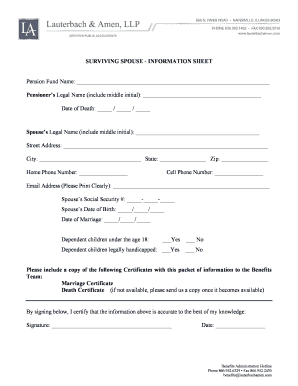 Fillable Online SURVIVING SPOUSE - INFORMATION SHEET Fax Email Print ...