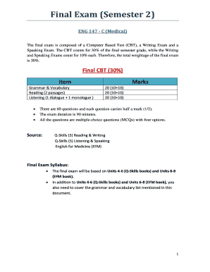 Fillable Online Final Exam (Semester 2) Fax Email Print - pdfFiller