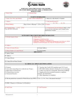 Fillable Online publichealth lacounty RECOVERY BRIDGE HOUSING (RBH ...