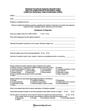 Fillable Online REFLEX SYMPATHETIC DYSTROPHY (RSD) Fax Email Print ...
