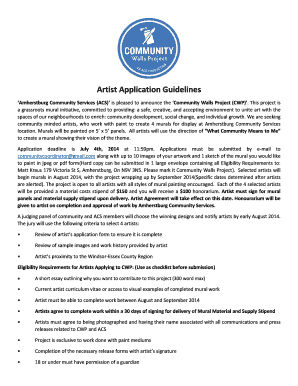 Fillable Online Artist Application Guidelines Fax Email Print - pdfFiller
