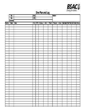 Fillable Online Dive Plan and Log Fax Email Print - pdfFiller