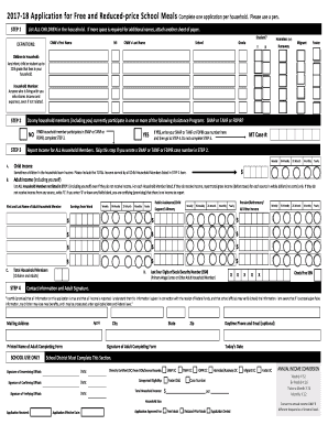 Fillable Online 2017-18 Application for Free and Reduced-price School ...