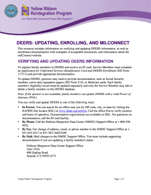 Fillable Online DEERS: UPDATING, ENROLLING, AND MILCONNECT Fax Email ...