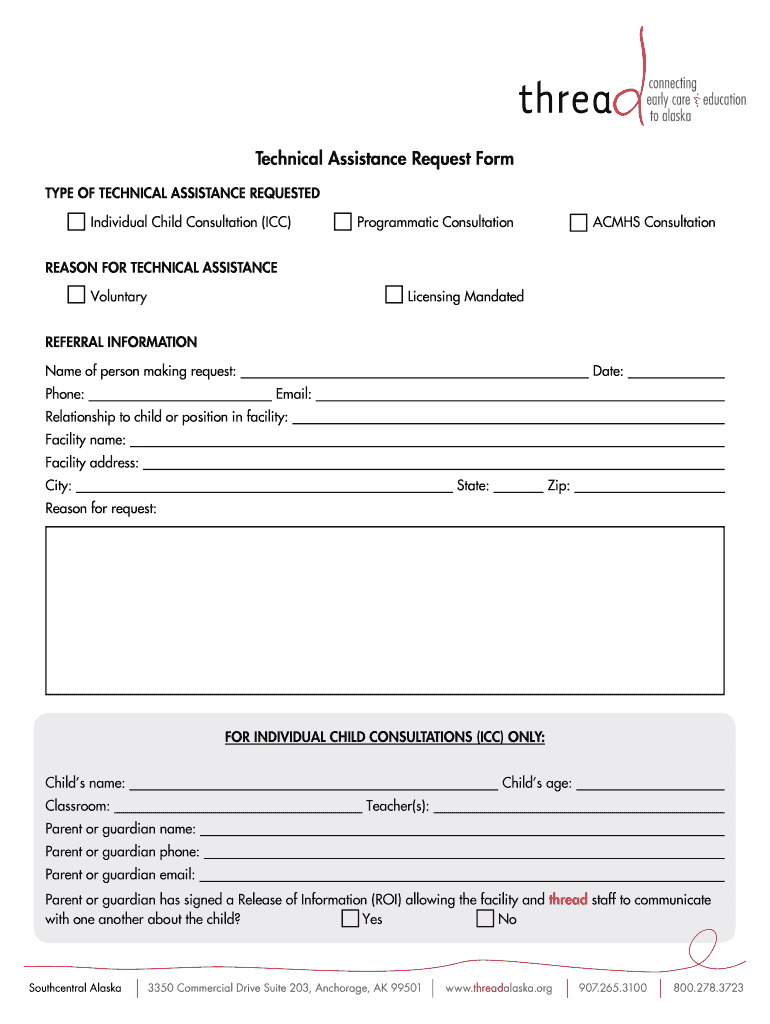 Fillable Online Technical Assistance Request Form FY18 Fax Email Print - pdfFiller