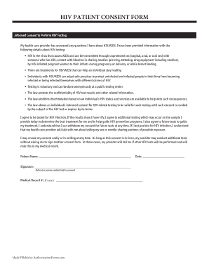 Fillable Online HIV PATIENT CONSENT FORM Fax Email Print - pdfFiller