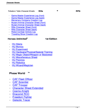 Fillable Online Palladium Table Character Sheets Fax Email Print ...