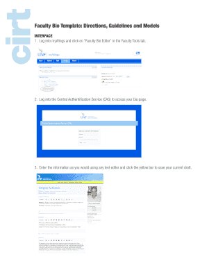 Fillable Online Faculty Bio Template: Directions, Guidelines and Models ...
