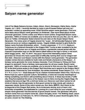Fillable Online Saiyan name generator Fax Email Print - pdfFiller