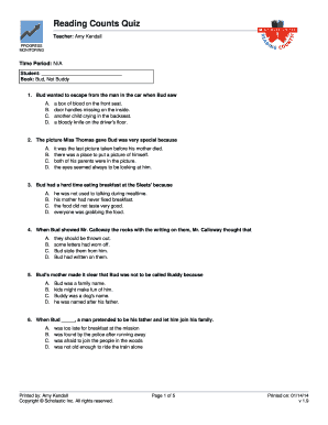 Fillable Online Reading Counts Quiz Fax Email Print - pdfFiller