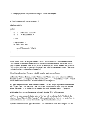 Fillable Online An example program to compile and run using the Visual ...