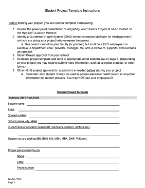 Fillable Online Student Project Template Instructions Fax Email Print ...