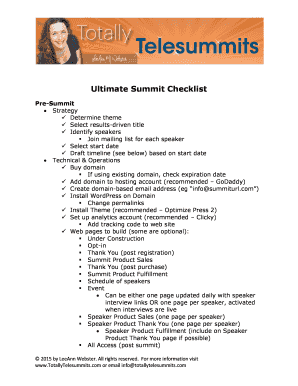 Fillable Online Ultimate Summit Checklist Fax Email Print - pdfFiller