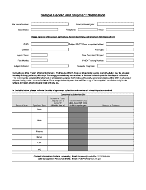 Fillable Online Sample Record and Shipment Notification Fax Email Print ...