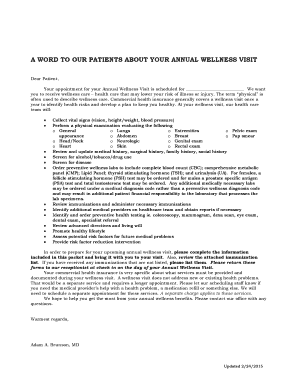 Fillable Online A WORD TO OUR PATIENTS ABOUT YOUR ANNUAL WELLNESS VISIT ...