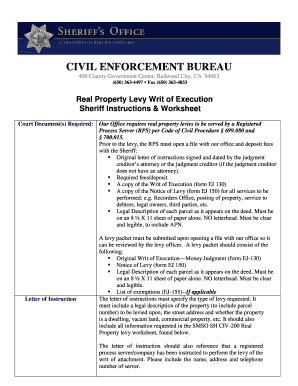 Fillable Online Real Property Levy Writ of Execution Fax Email Print ...