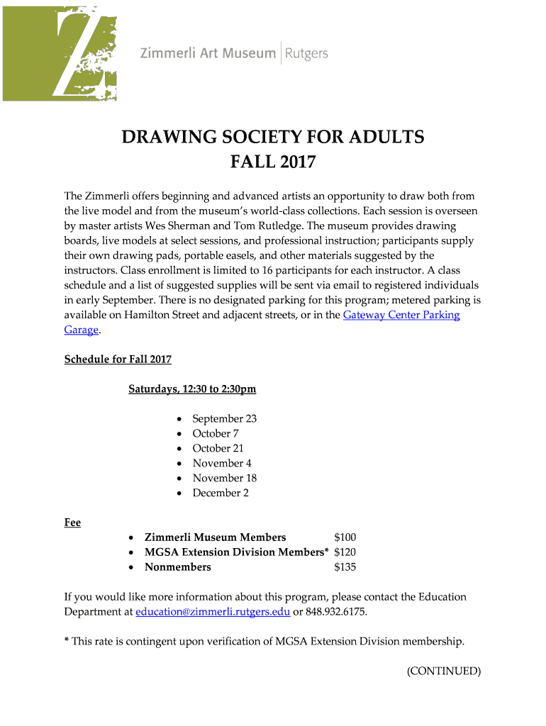 Fillable Online DRAWING SOCIETY FOR ADULTS Fax Email Print - pdfFiller