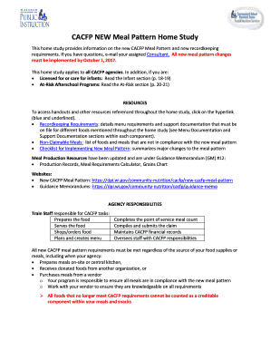 Fillable Online CACFP NEW Meal Pattern Home Study Fax Email Print ...