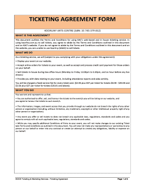 Fillable Online TICKETING AGREEMENT FORM Fax Email Print - pdfFiller