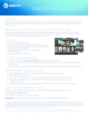 Fillable Online DIRECTV DEMO ACCOUNTS Fax Email Print - pdfFiller