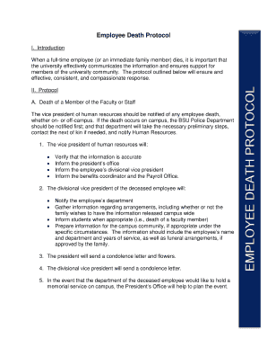 Fillable Online Employee Death Protocol Fax Email Print - pdfFiller