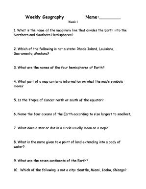 Fillable Online Weekly Geography Fax Email Print - pdfFiller