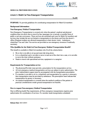 Fillable Online Non-Emergent Transportation Fax Email Print - pdfFiller