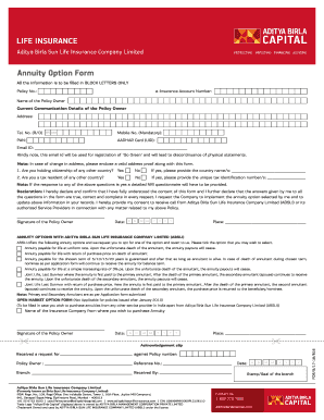 Fillable Online Annuity Option Form Fax Email Print - pdfFiller
