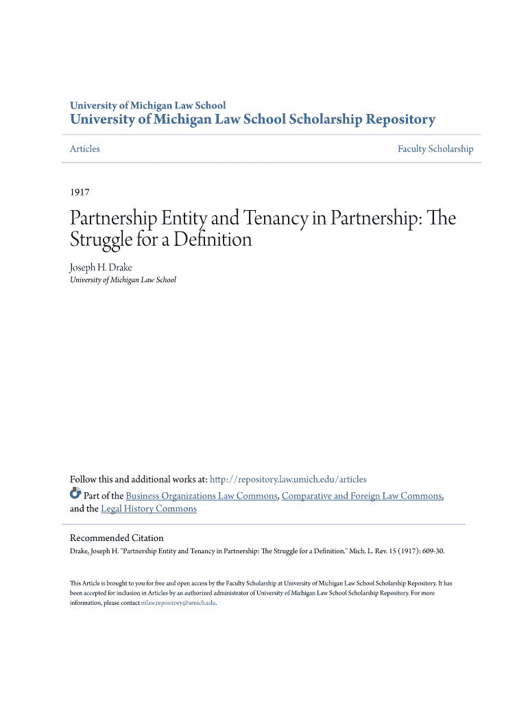 Fillable Online Partnership Entity and Tenancy in Partnership: The Fax ...