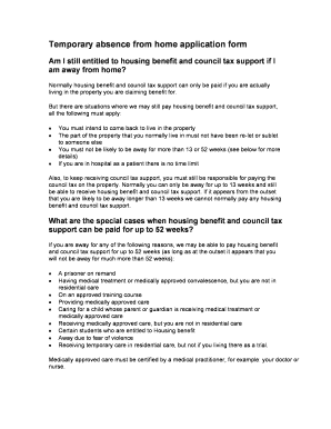 Fillable Online Temporary absence from home application form Fax Email ...