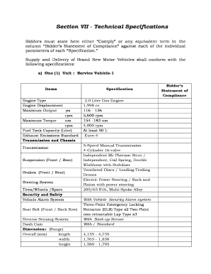 Fillable Online Section VII - Technical Specifications Fax Email Print - pdfFiller