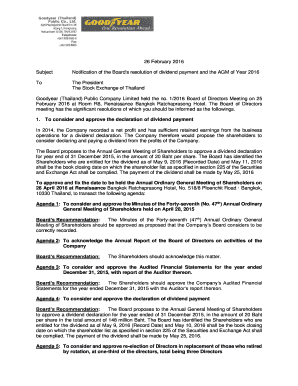 Fillable Online Notification of the Board's resolution of dividend ...