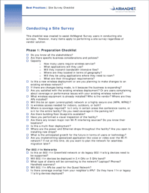 Fillable Online Best Practices Site Survey Checklist Fax Email Print ...