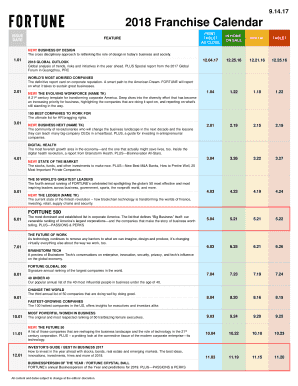 Fillable Online 2018 Franchise Calendar Fax Email Print - pdfFiller