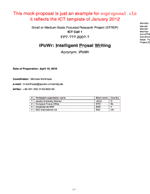 Fillable Online This mock proposal is just an example for euproposal ...