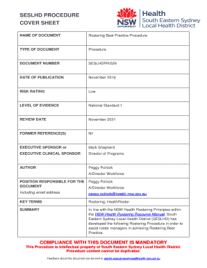 Fillable Online Rostering Best Practice Procedure Fax Email Print - pdfFiller