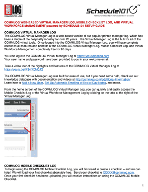Fillable Online COMMLOG WEB-BASED VIRTUAL MANAGER LOG, MOBILE CHECKLIST ...