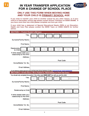Fillable Online IN YEAR TRANSFER APPLICATION Fax Email Print - pdfFiller
