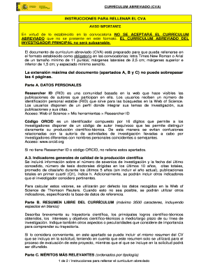 Fillable Online INSTRUCCIONES PARA RELLENAR EL CVA Fax Email Print ...