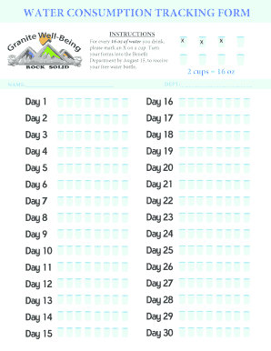 Fillable Online WATER CONSUMPTION TRACKING FORM Fax Email Print - pdfFiller