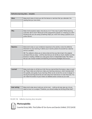Fillable Online Reflective learning diary template Fax Email Print ...