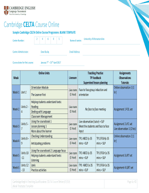 Fillable Online Sample Cambridge CELTA Online Course Programme: BLANK ...